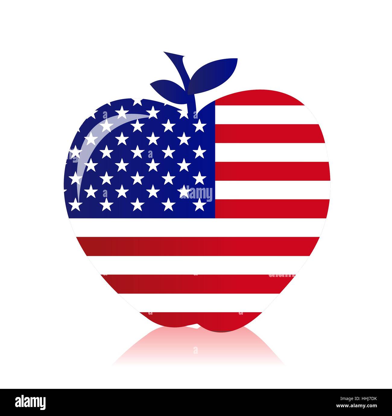 apple with an american flag illustration design Stock Photo - Alamy