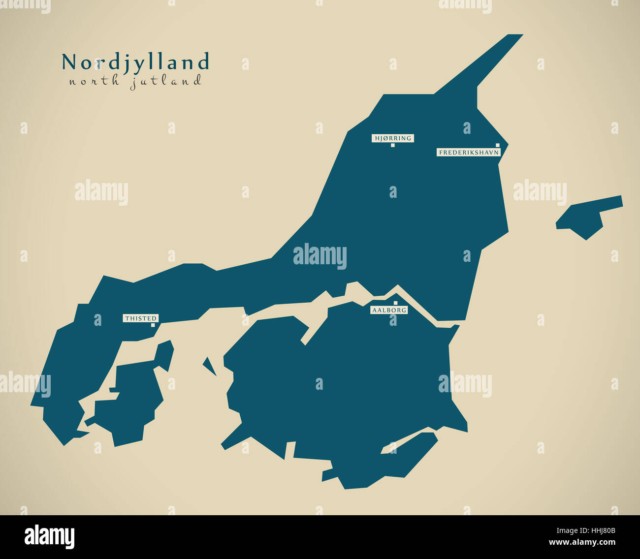 Modern Map - Nordjylland Denmark DK illustration Stock Photo - Alamy