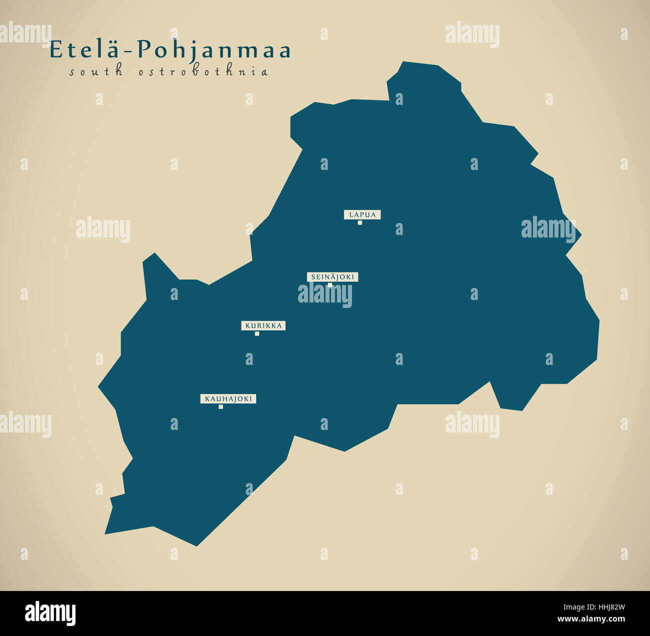 Modern Map - South Ostrobothnia Finland FI illustration Stock Photo - Alamy