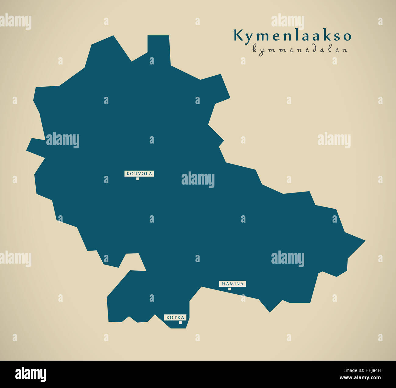 Modern Map - Kymenlaakso Finland FI illustration Stock Photo - Alamy