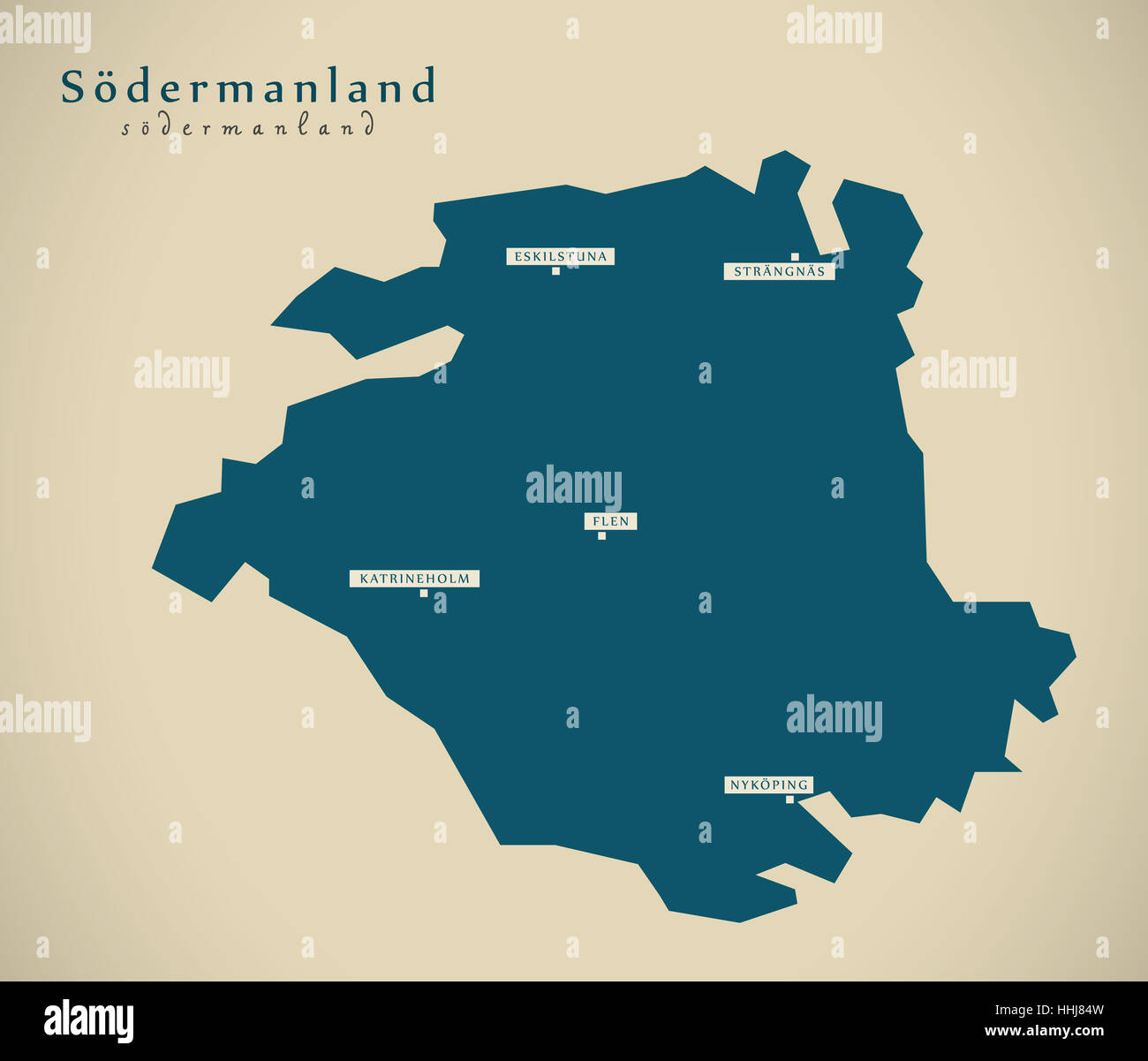 Modern Map - Sodermanland Sweden SE illustration Stock Photo - Alamy