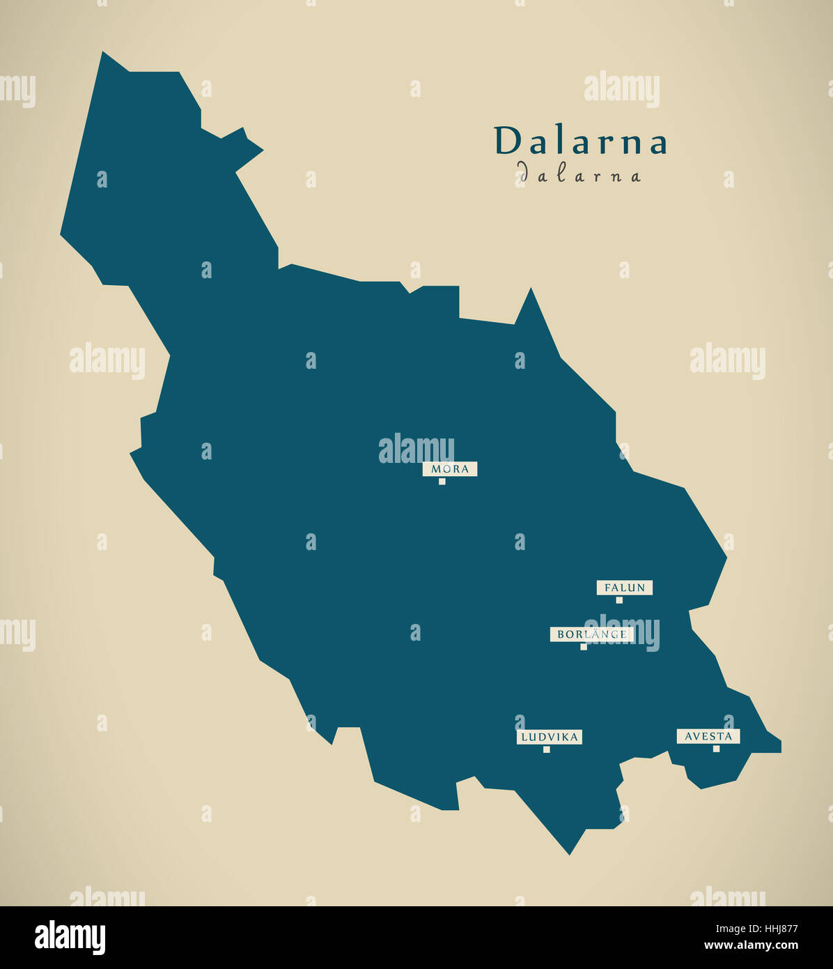 Modern Map - Dalarna Sweden SE illustration Stock Photo - Alamy
