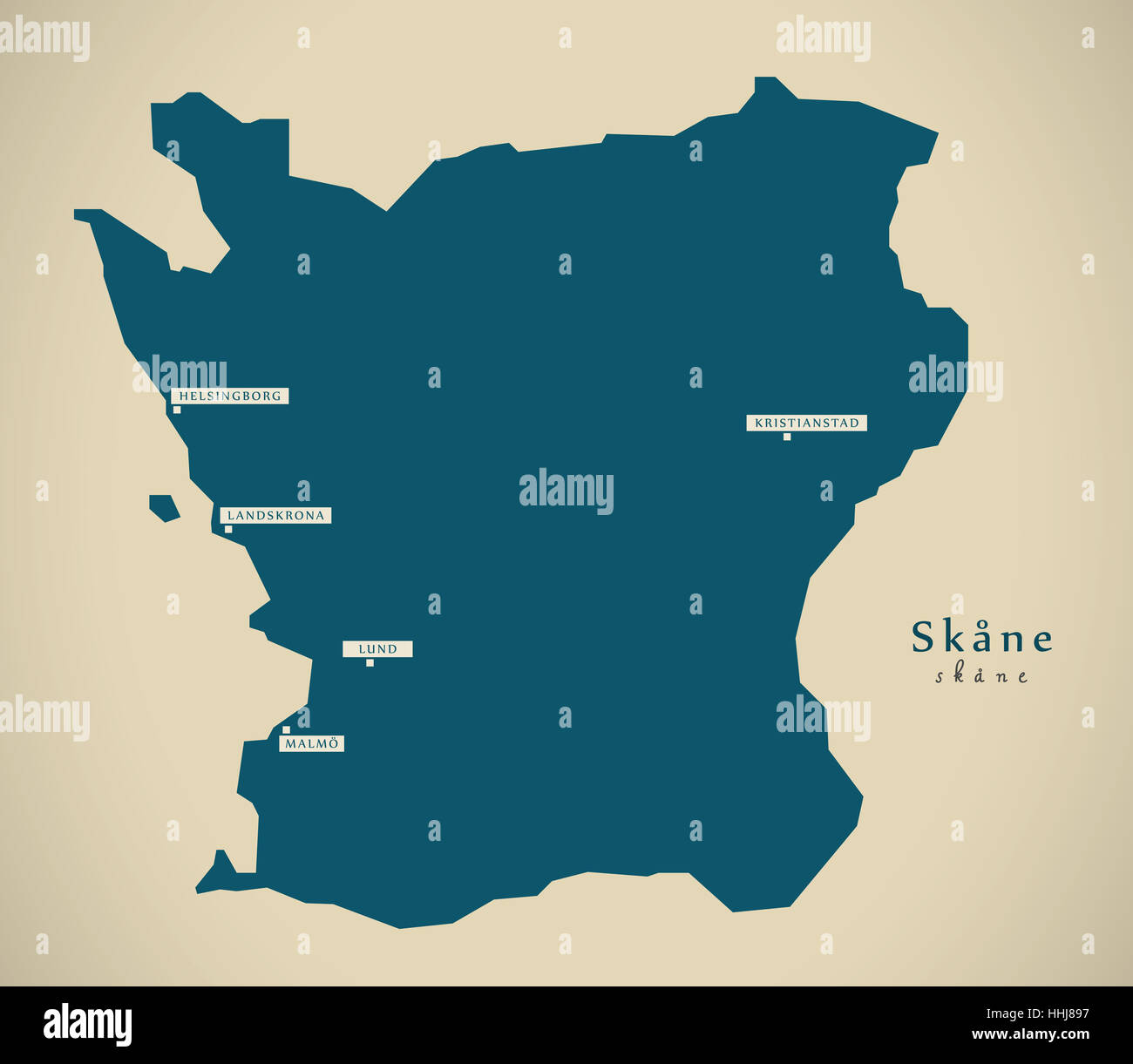 Modern Map - Skane Sweden SE illustration Stock Photo - Alamy