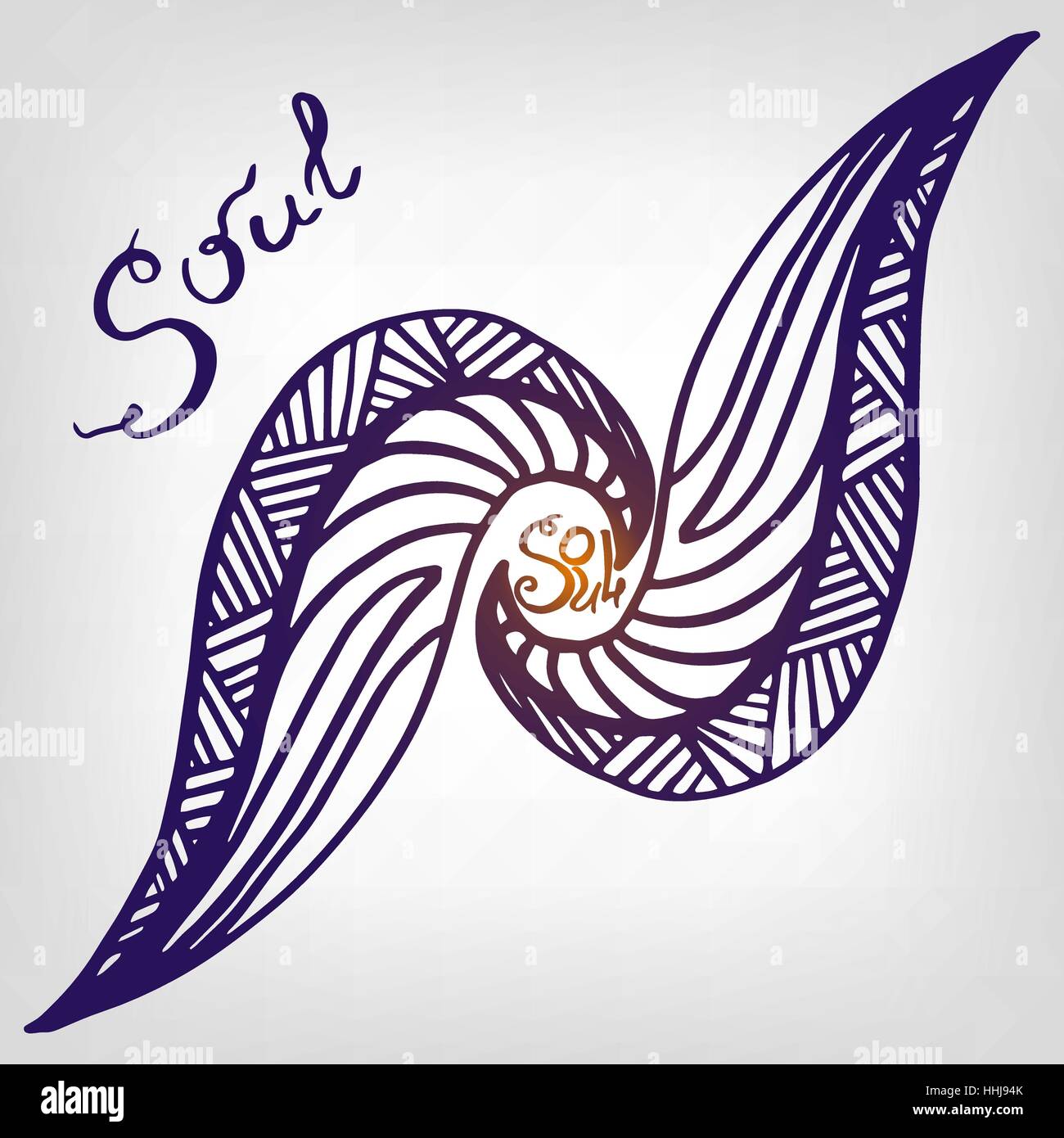 Hand sketched abstract element with lettering. Soul. Vector ...