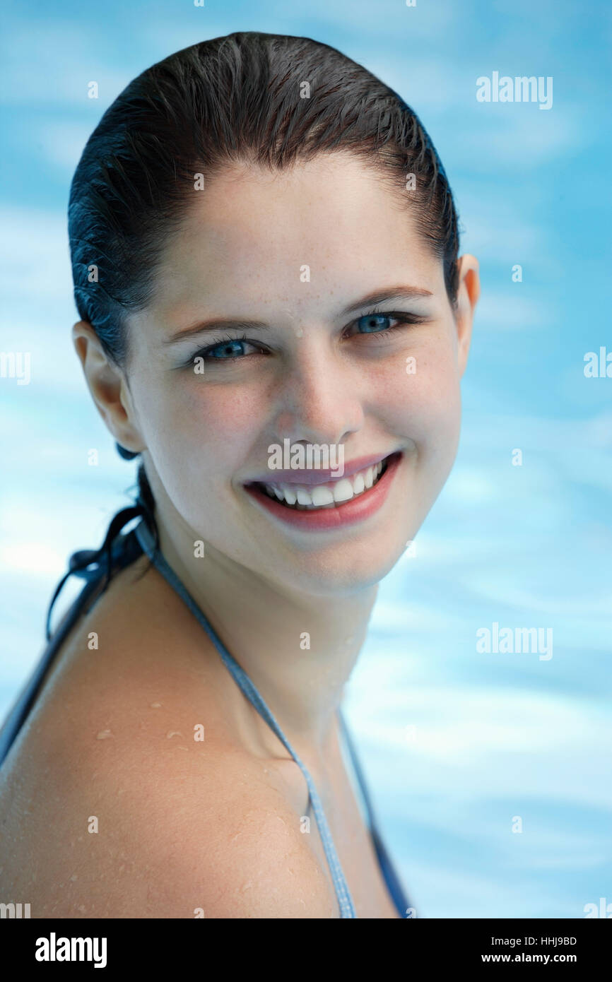 Portrait of woman in pool Stock Photo - Alamy