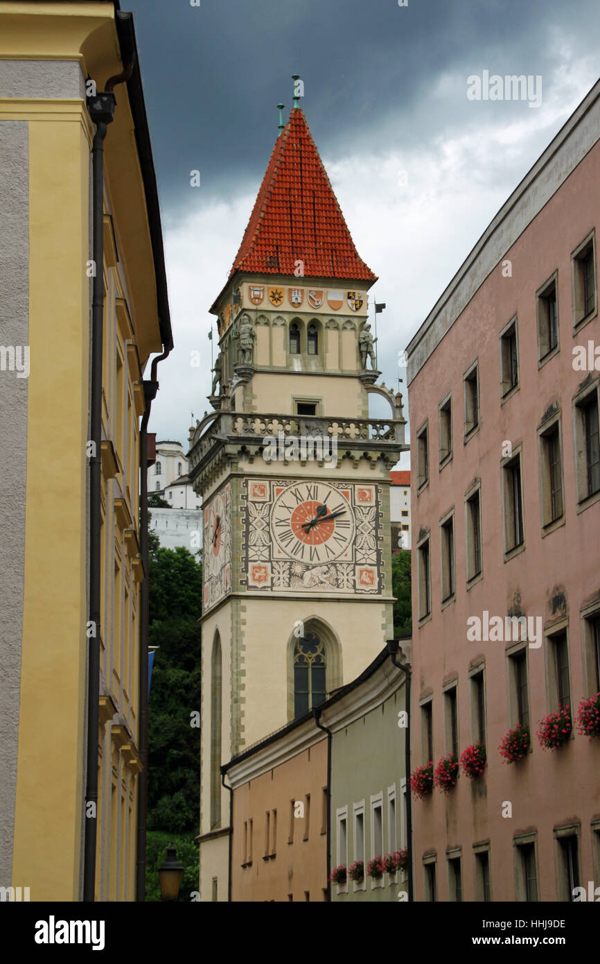 tower, historical, church, old town, clock, danube, old building, tower ...
