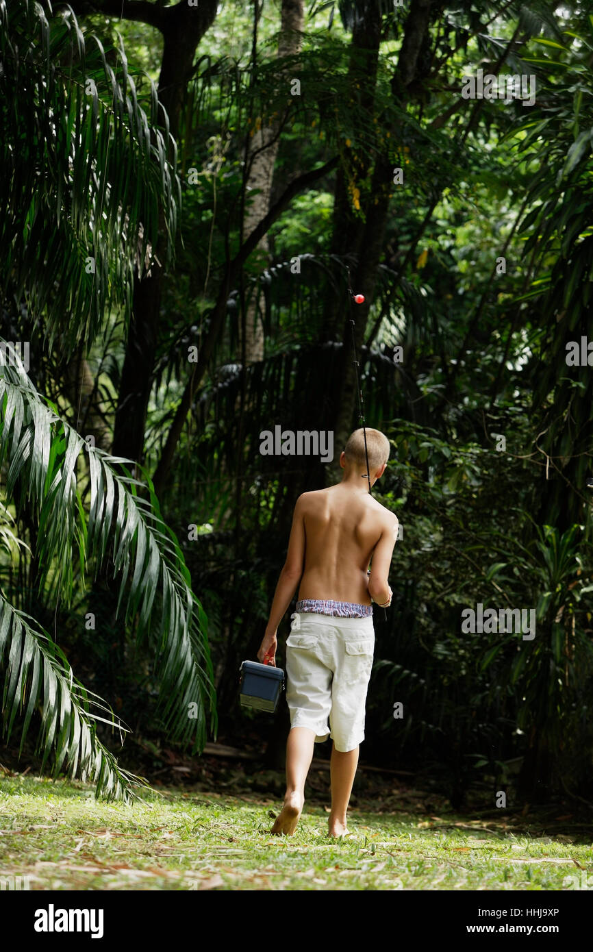 young boy with fishing gear Stock Photo - Alamy