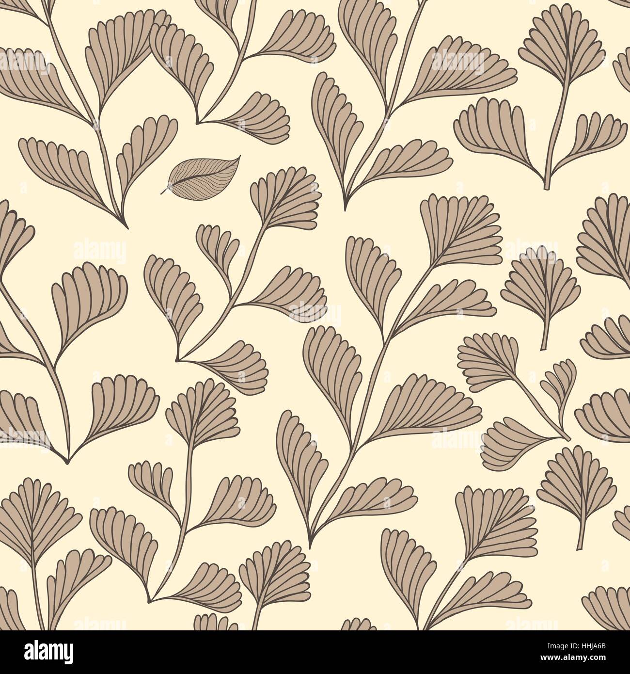 Beige leaves branches seamless pattern background. Vector illustration ...