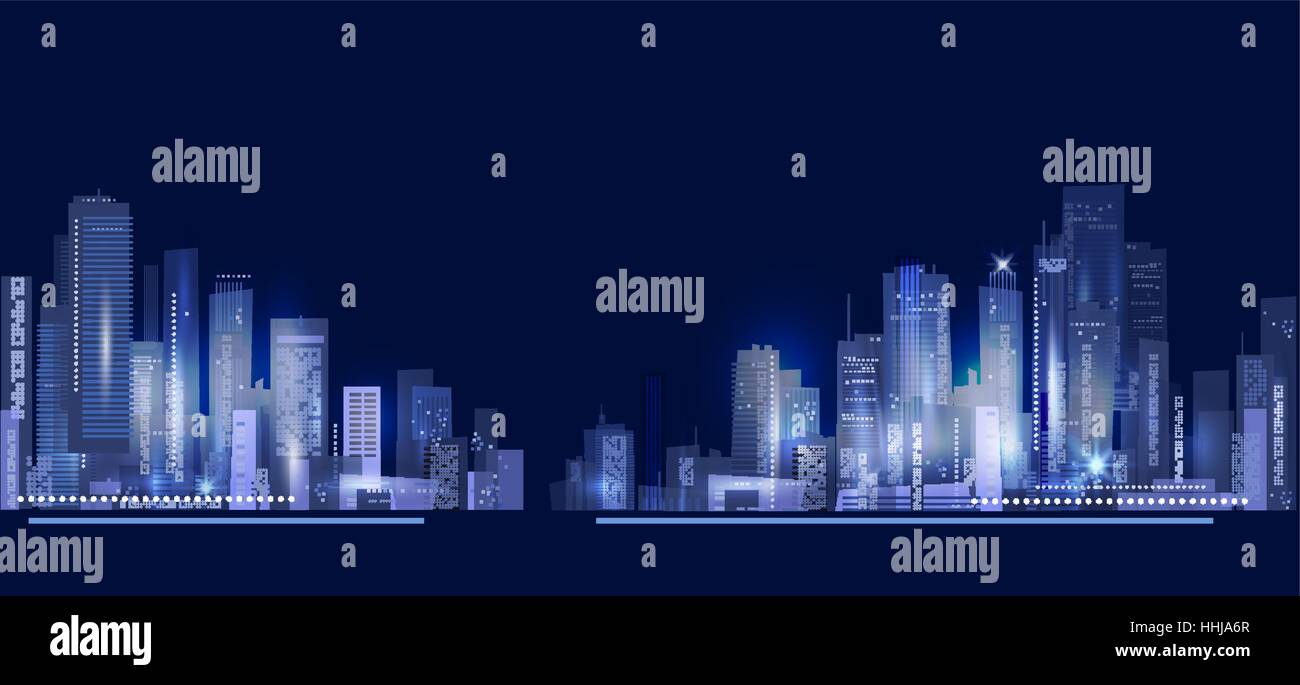 Modern night city skyline vector Stock Vector Image & Art - Alamy