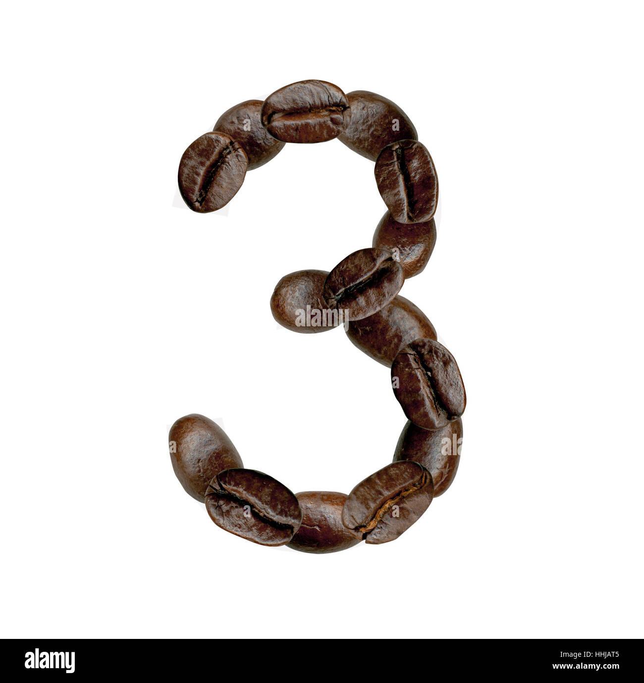Number Three from Coffee Beans. Illustration on white Stock Photo - Alamy