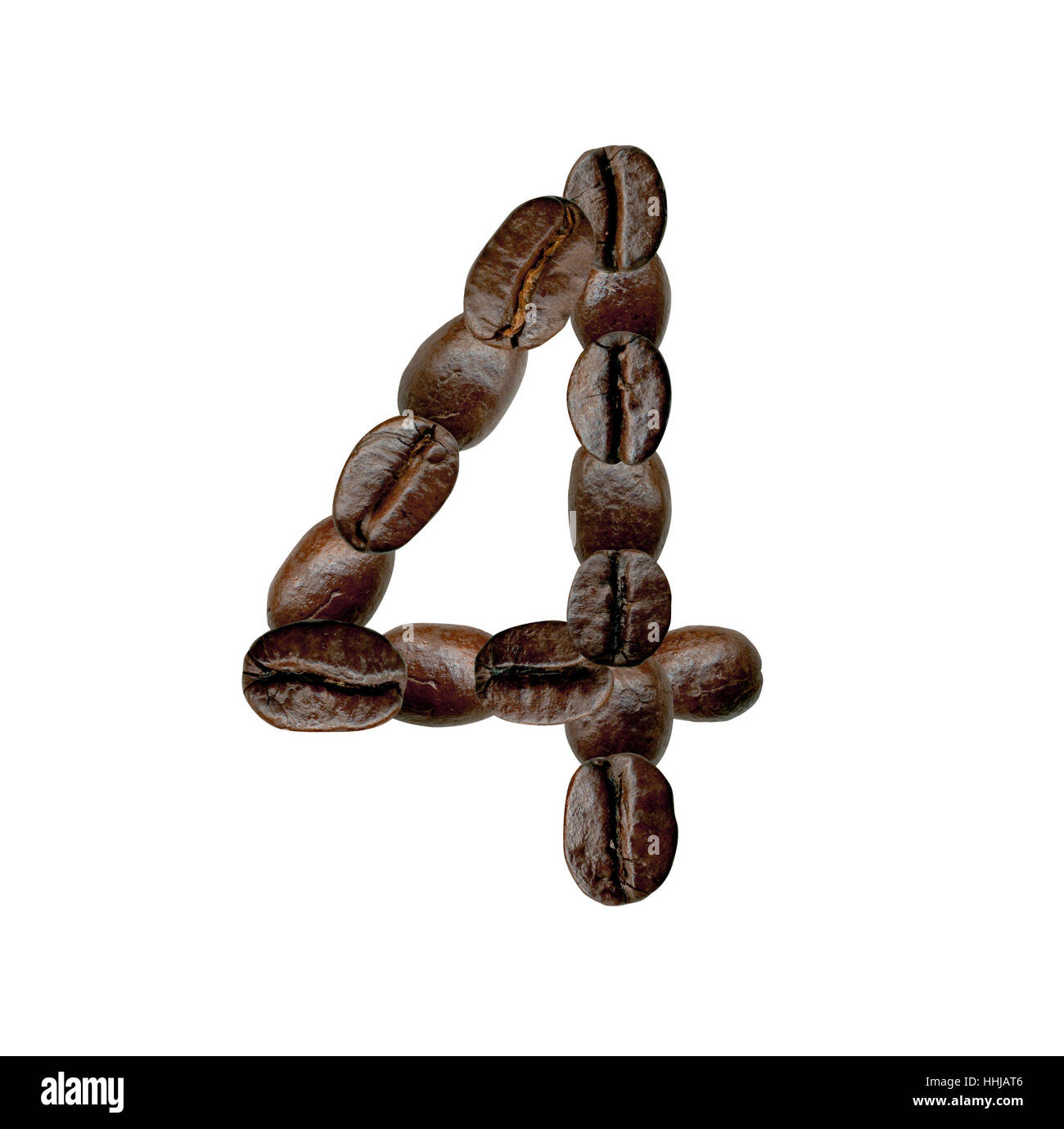 Number Four from Coffee Beans. Illustration on white Stock Photo - Alamy