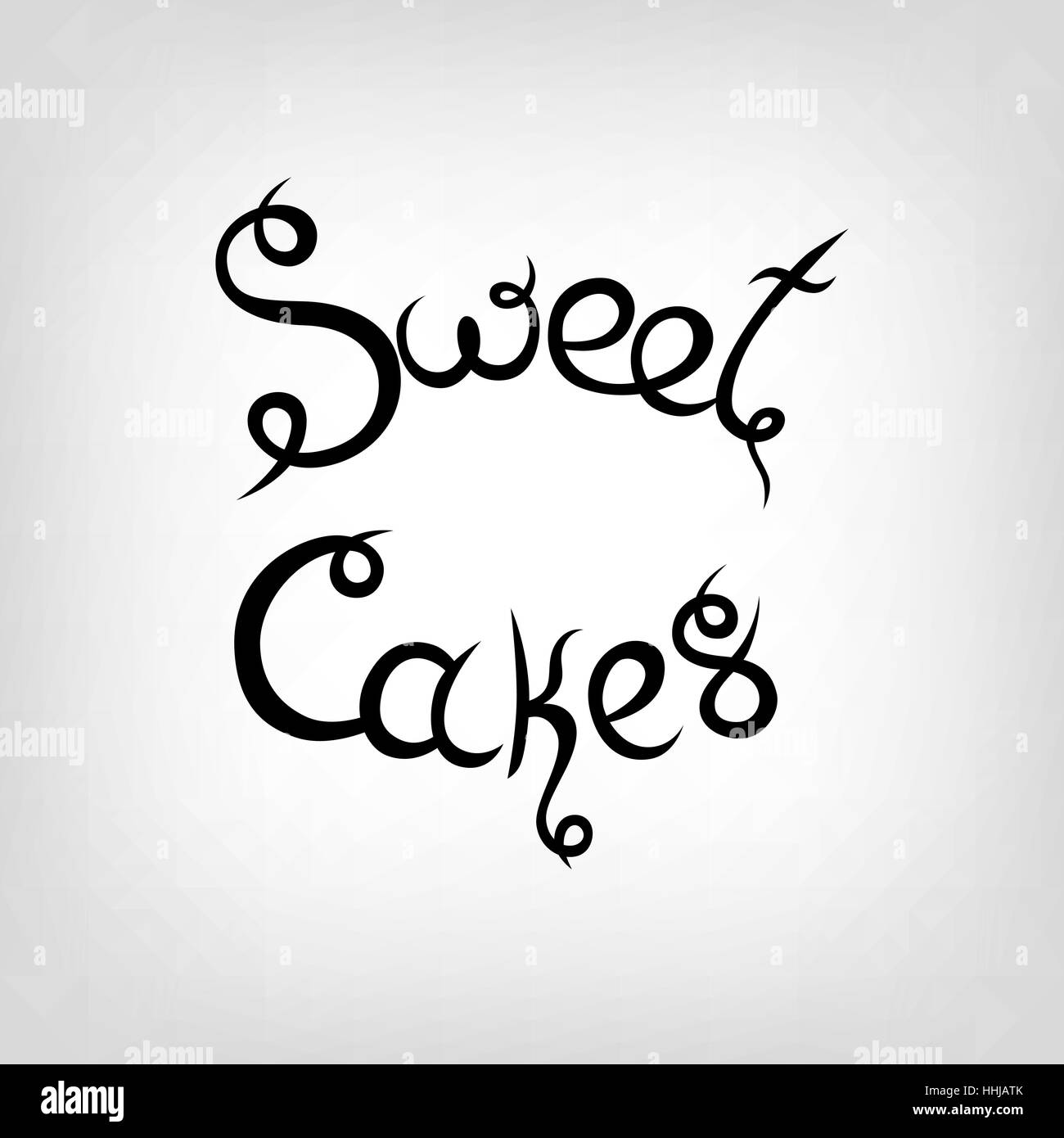 Vector Hand-drawn cute Lettering. Sweet Cakes. Black letters Stock ...