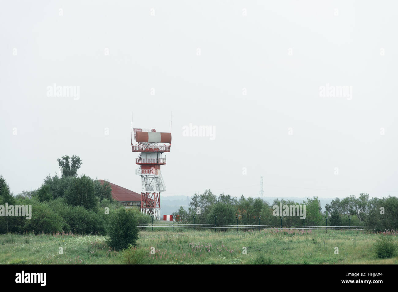 Radio aerial. Air Traffic Control (ATC) at the Irkutsk airport Stock ...