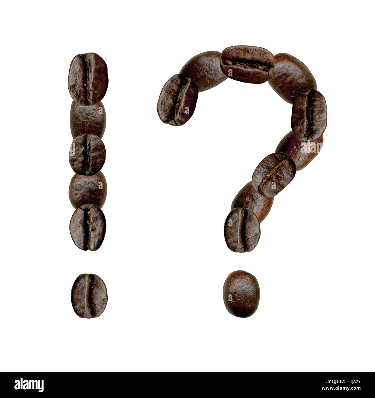 Exclamation and Question signs from coffee beans. Illustration on white ...