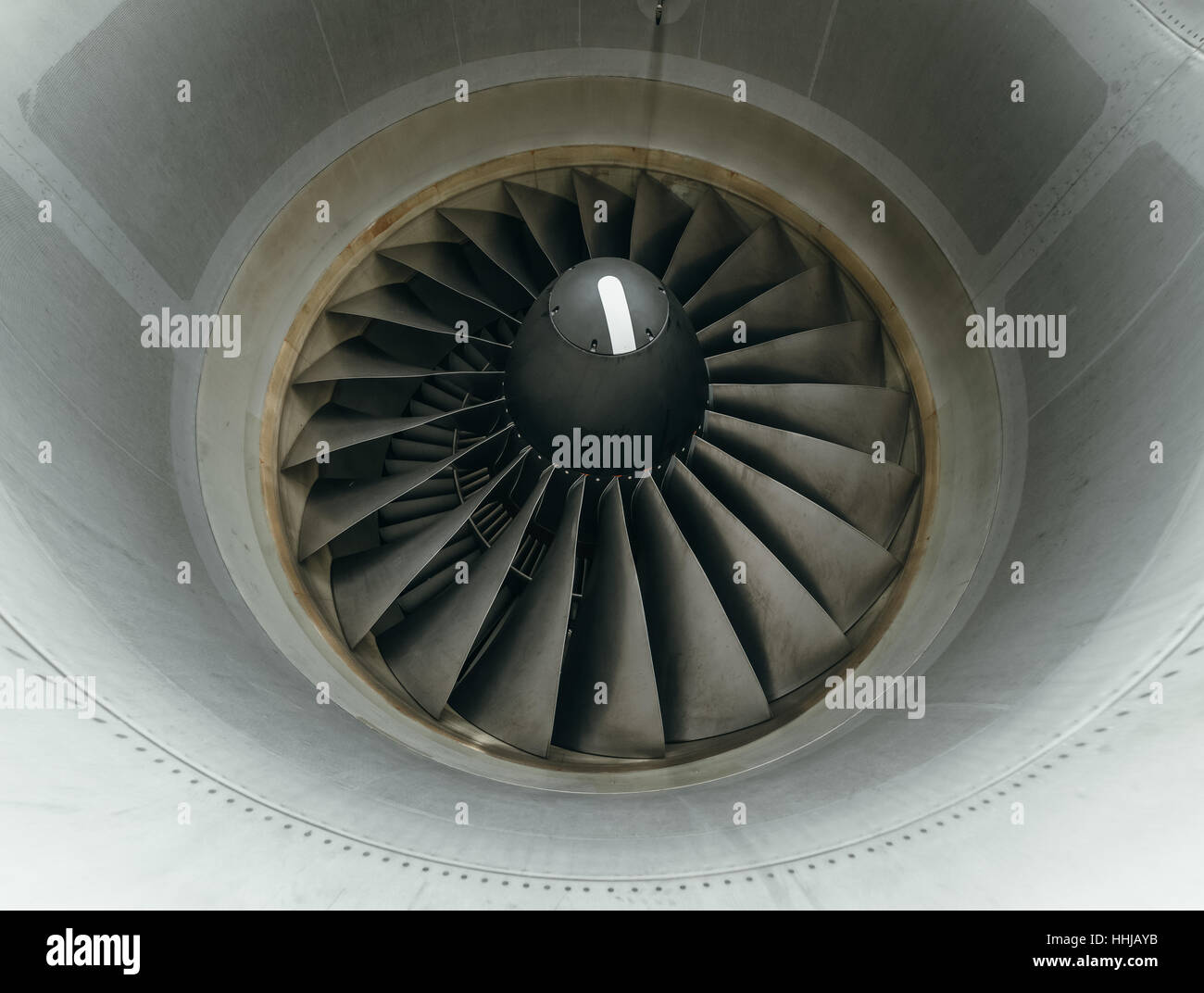 Boeing 767. Screw close-up of a turbofan engine . Russia. Siberia ...