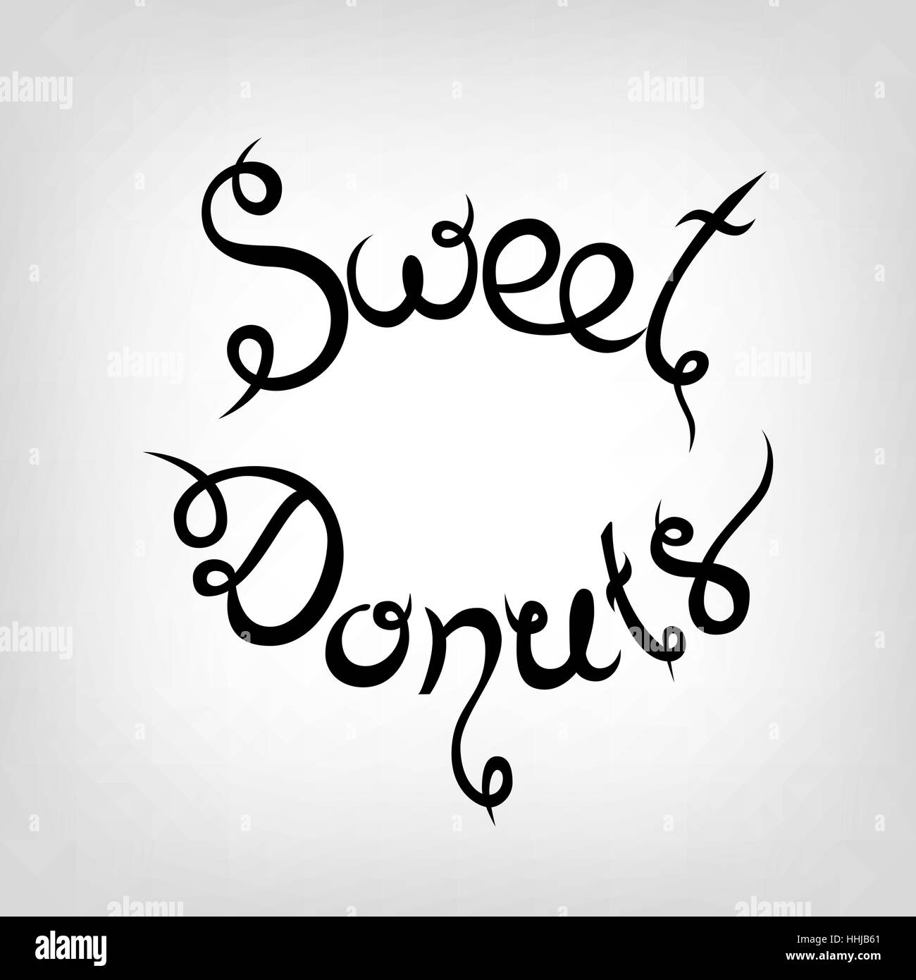 Vector Hand-drawn cute Lettering. Sweet Donuts. Black letters Stock ...