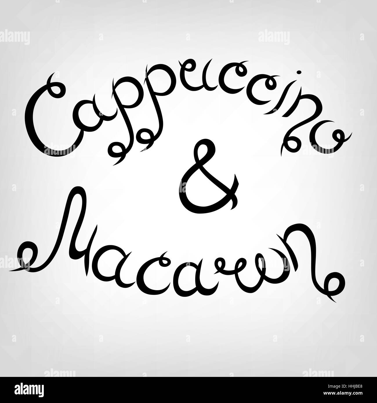 Vector Hand-drawn cute Lettering. Cappuccino and Macarons. Black ...