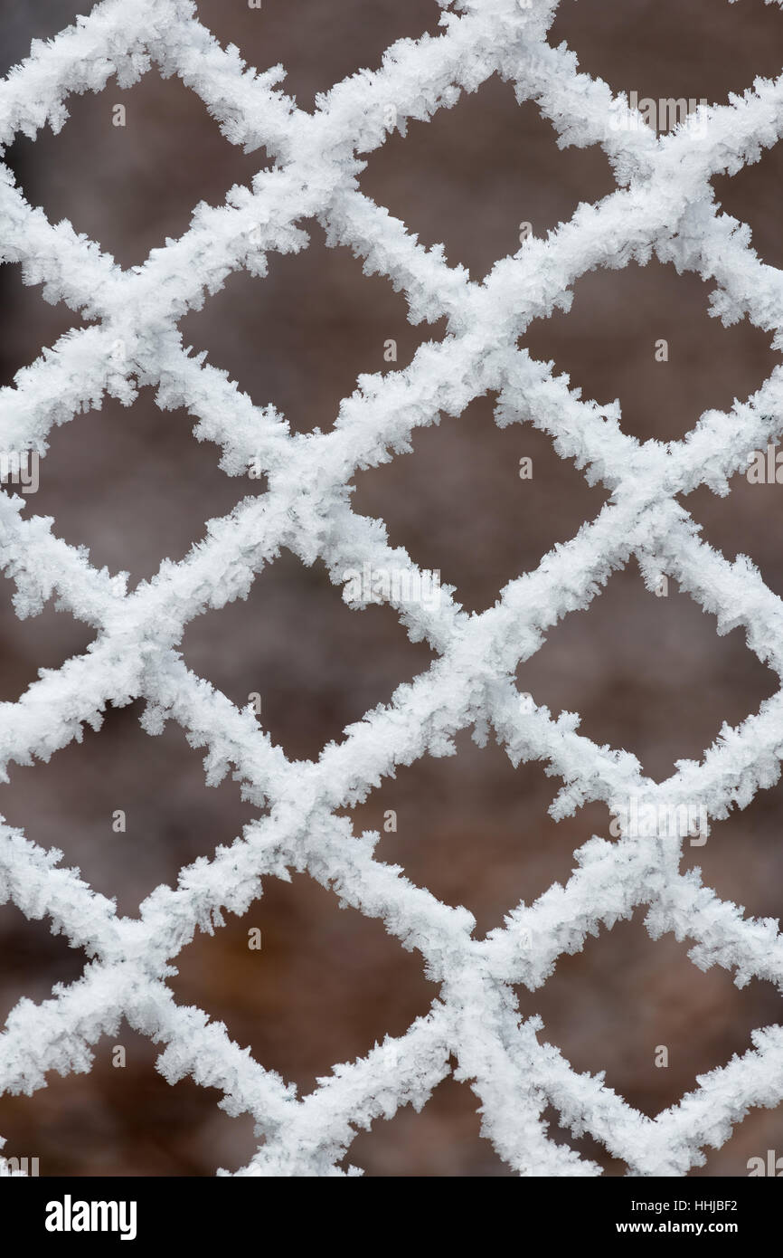 Frozen fence on a cold winter day Stock Photo - Alamy