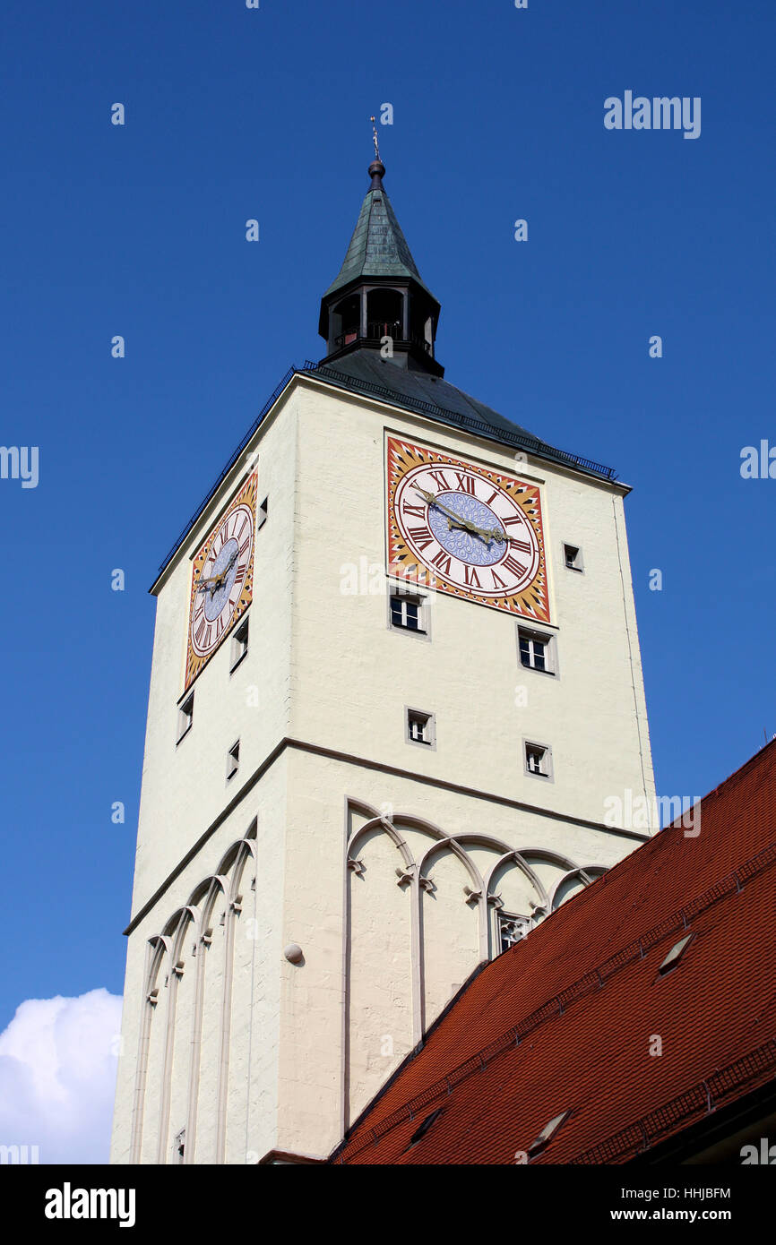 tower, historical, clock, bavaria, relief, clock tower, blue, tower ...