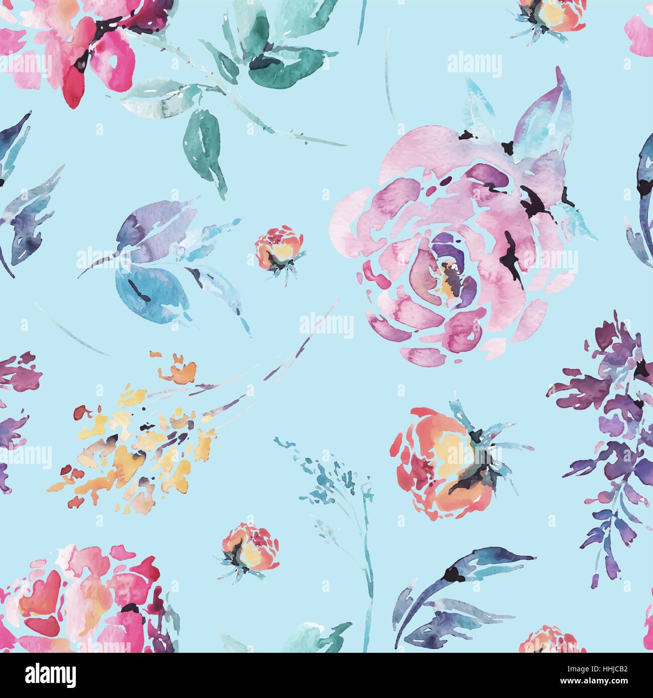 Vector watercolor floral seamless pattern Stock Vector Image & Art - Alamy