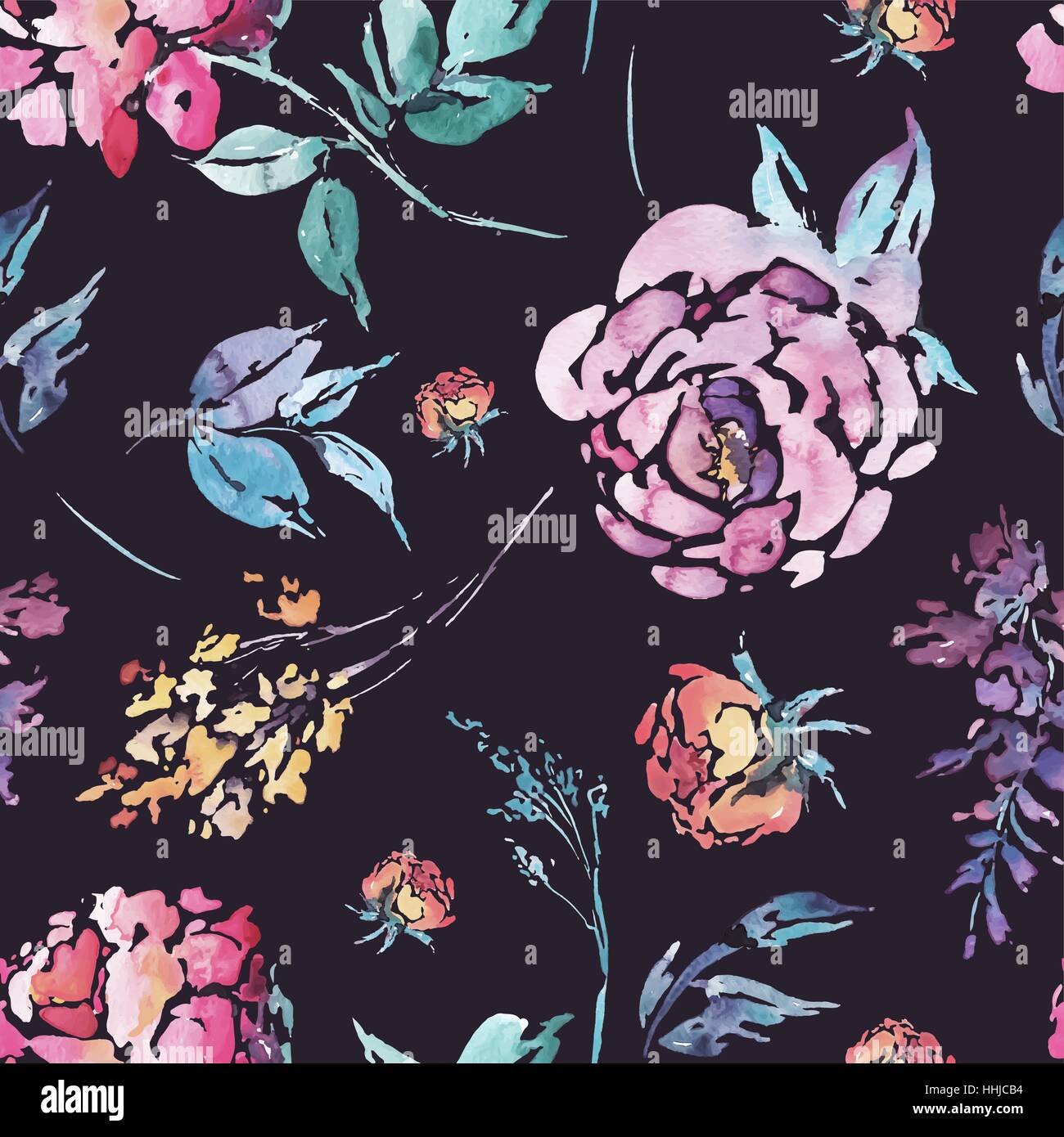 Vector watercolor floral seamless pattern Stock Vector Image & Art - Alamy