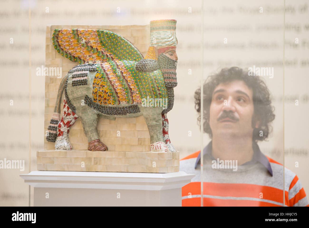 Artist Michael Rakowitz with a model of his artwork 'The Invisible ...