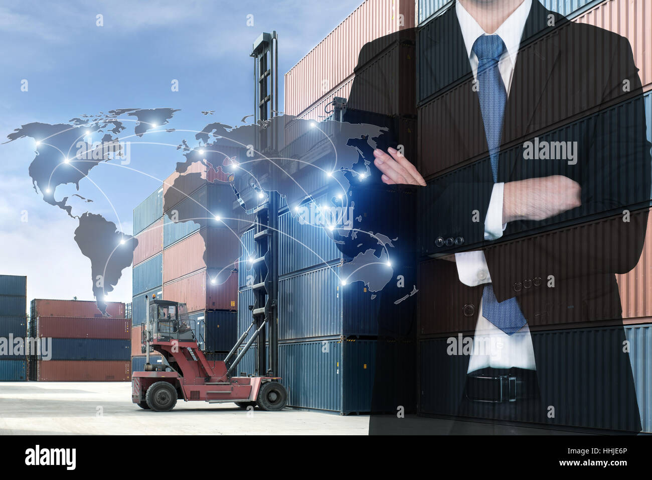 Map global logistics partnership connection of Container Cargo depot ...