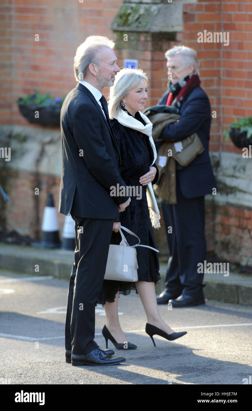 Drummer Matt Letley (left) arrives at Woking Crematorium for the ...