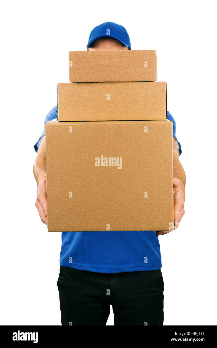 Delivery man boxes hi-res stock photography and images - Alamy