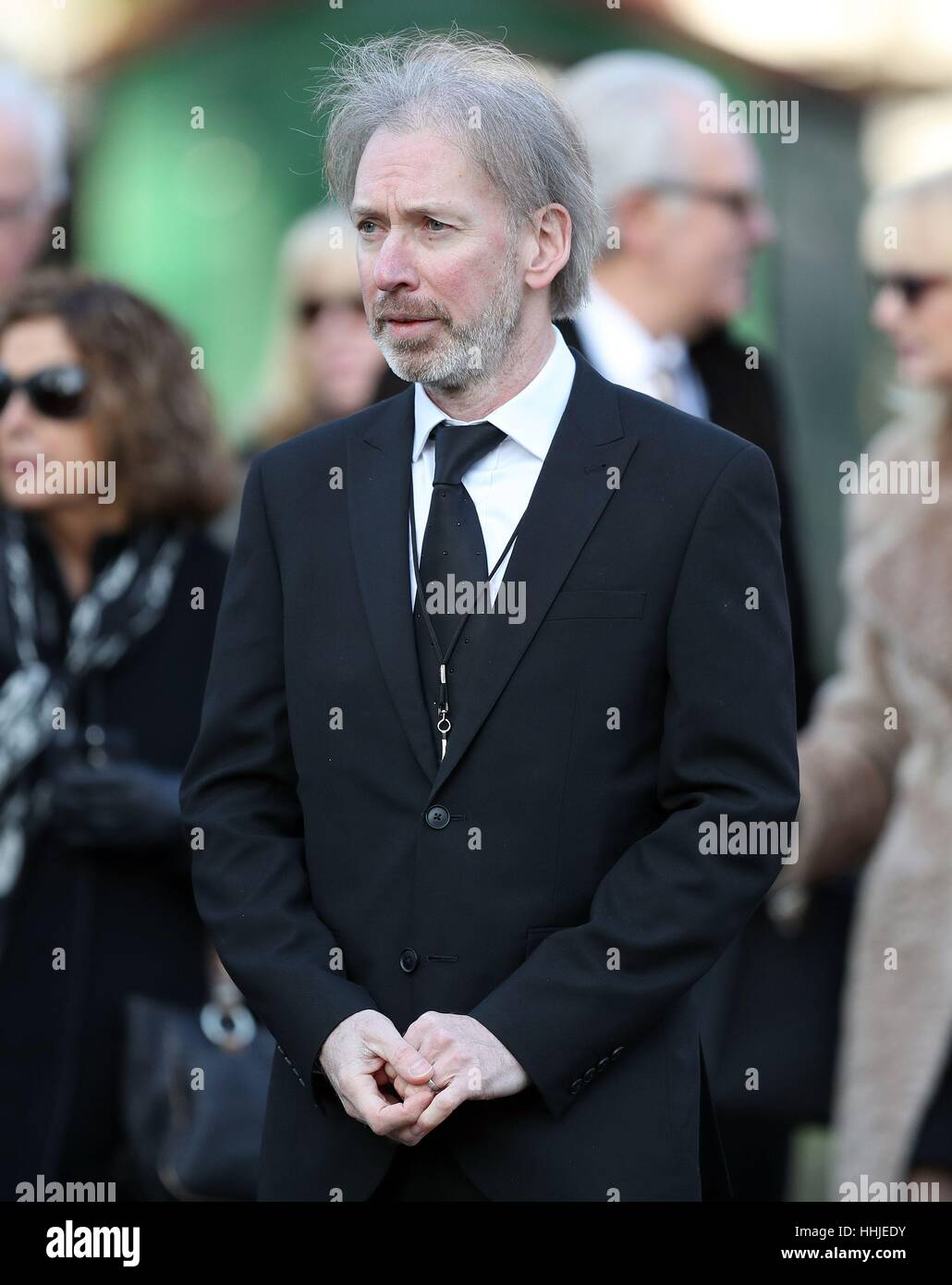 Drummer Matt Letley arrives at Woking Crematorium for the funeral of ...