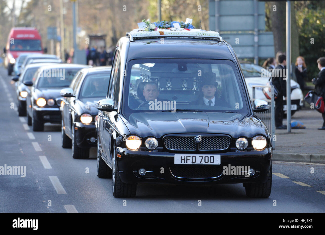 A hearse carrying the coffin of Status Quo guitarist Rick Parfitt ...