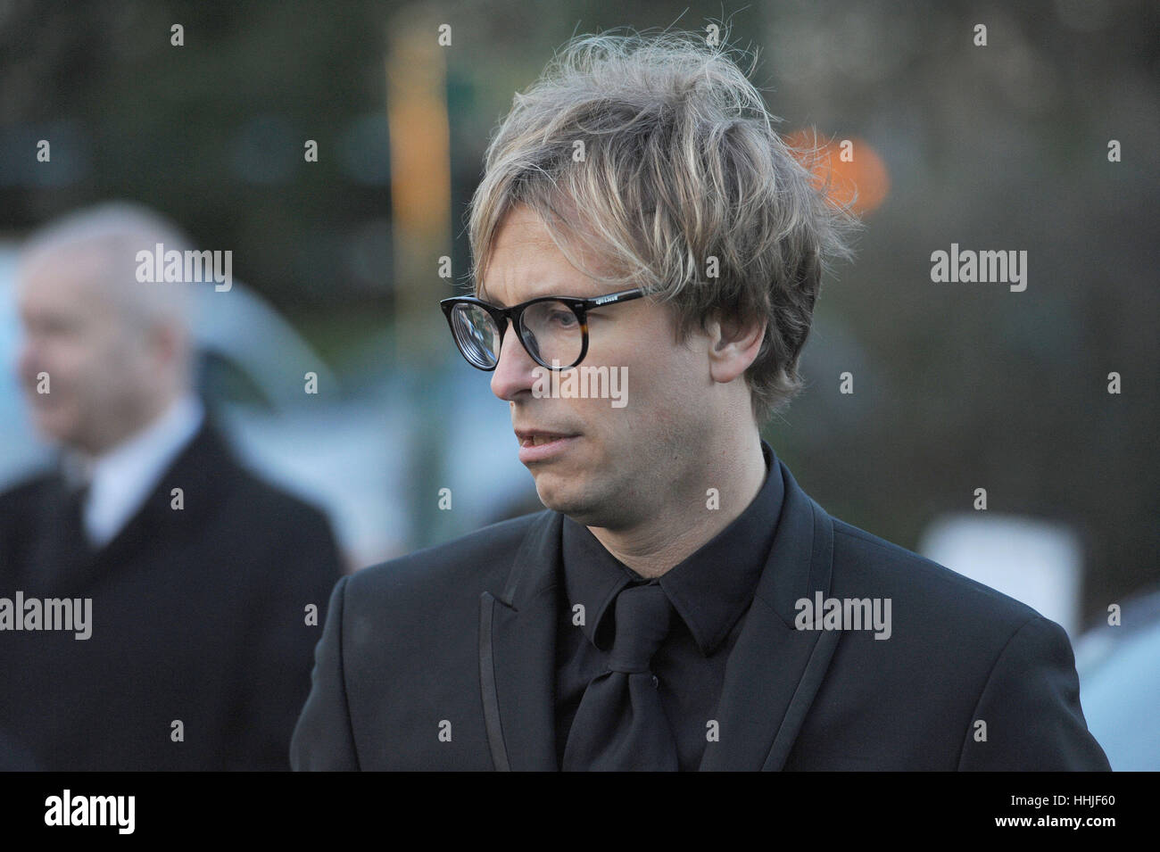 Rick Parfitt Jnr leave Woking Crematorium following the funeral of his ...