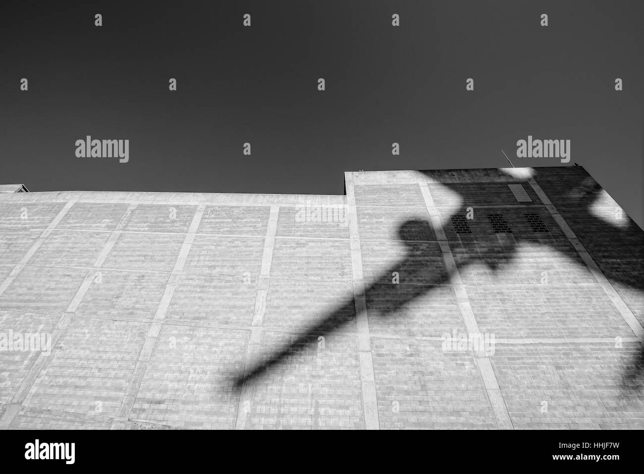 The shadow of an airplane on final approach to San Diego International ...