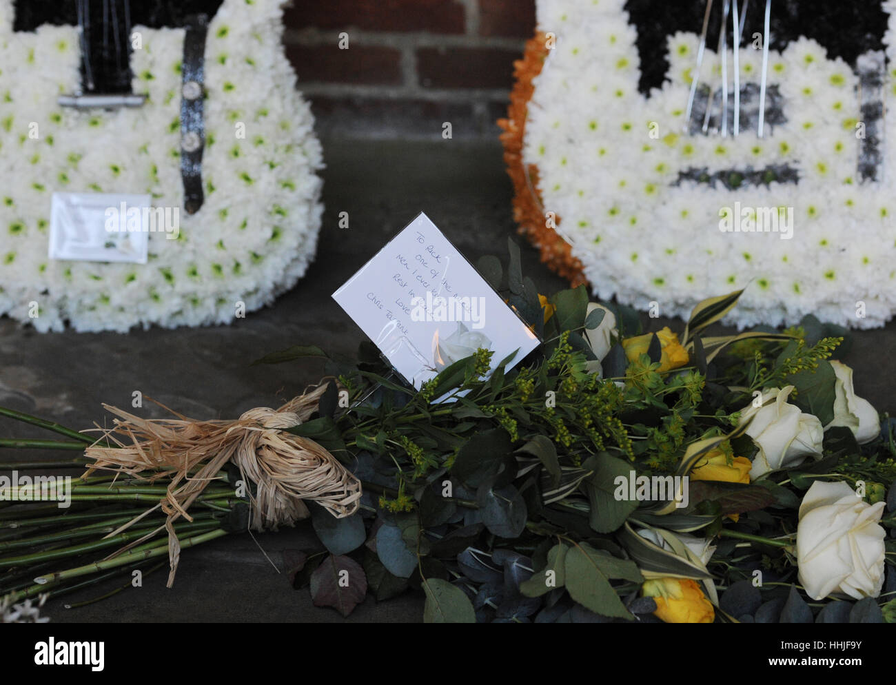 Floral tributes left for Status Quo guitarist Rick Parfitt at Woking ...