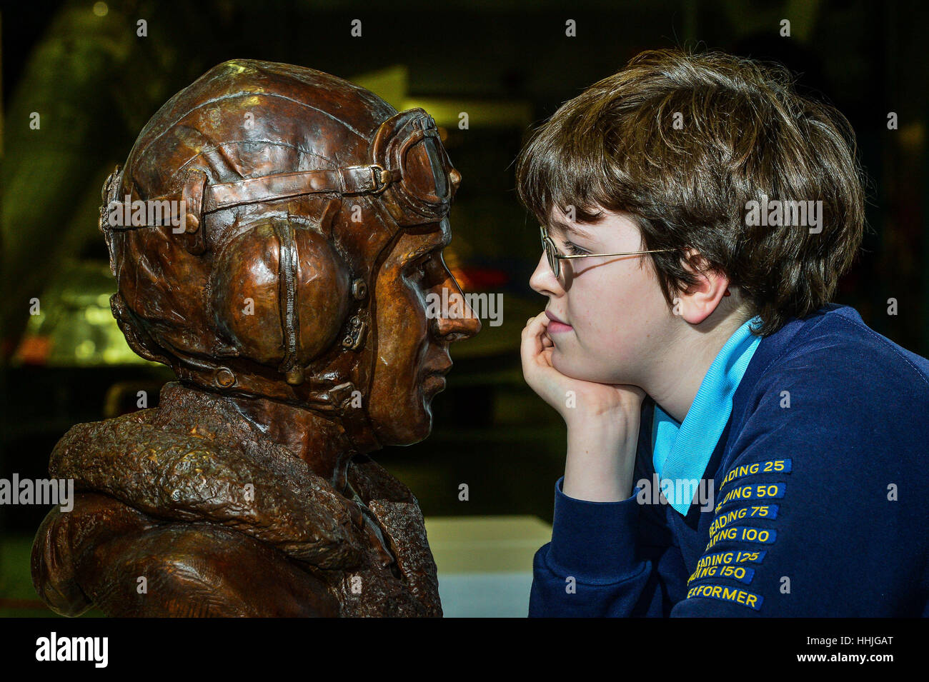 Eachan Hardie, 12, with a bust of Captain Eric ÒWinkleÓ Brown, a WWII ...