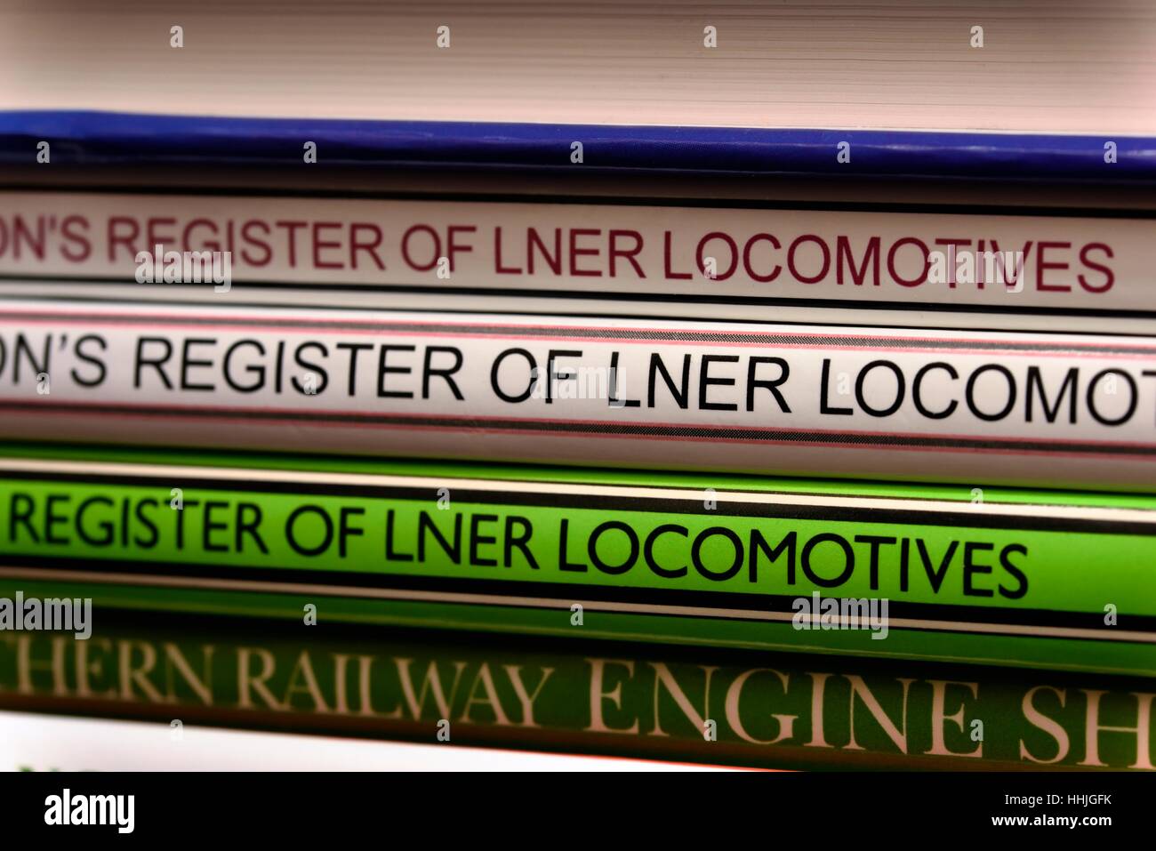 An assortment of railway books about the LNER railway Stock Photo - Alamy