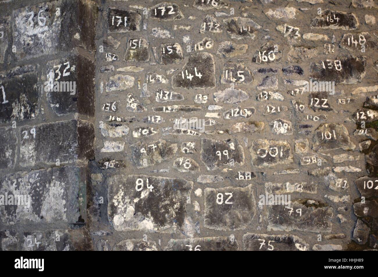 numbers on the stone wall Stock Photo - Alamy