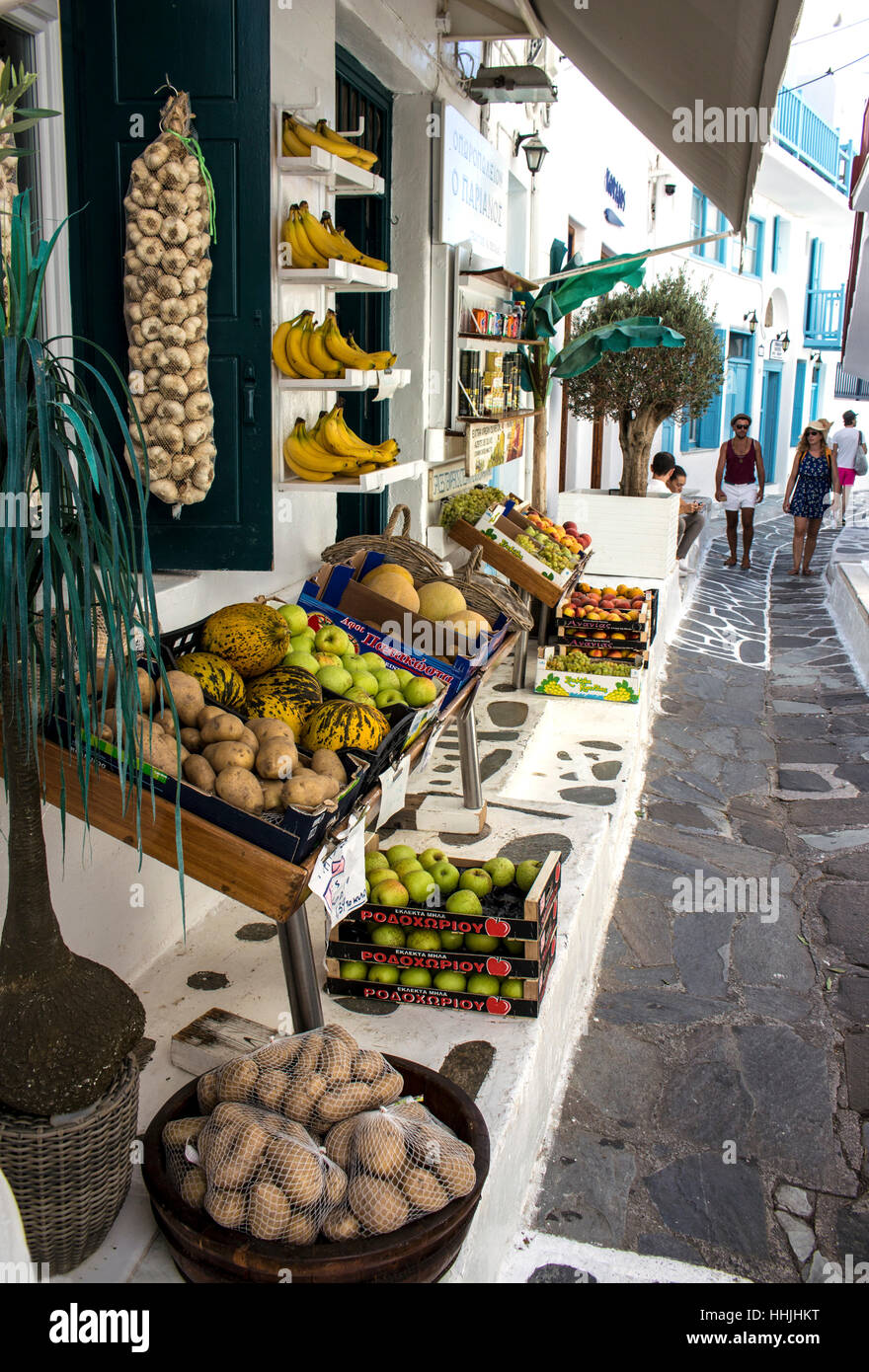 Fruit Market in Mykonos, Greece Stock Photo - Alamy