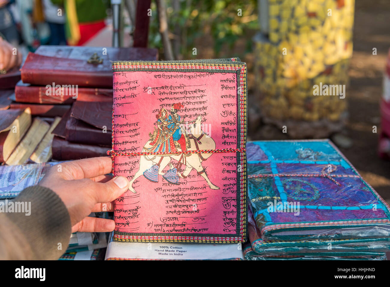 A hand made diary for sale in New Delhi, India. The crafts of India are ...
