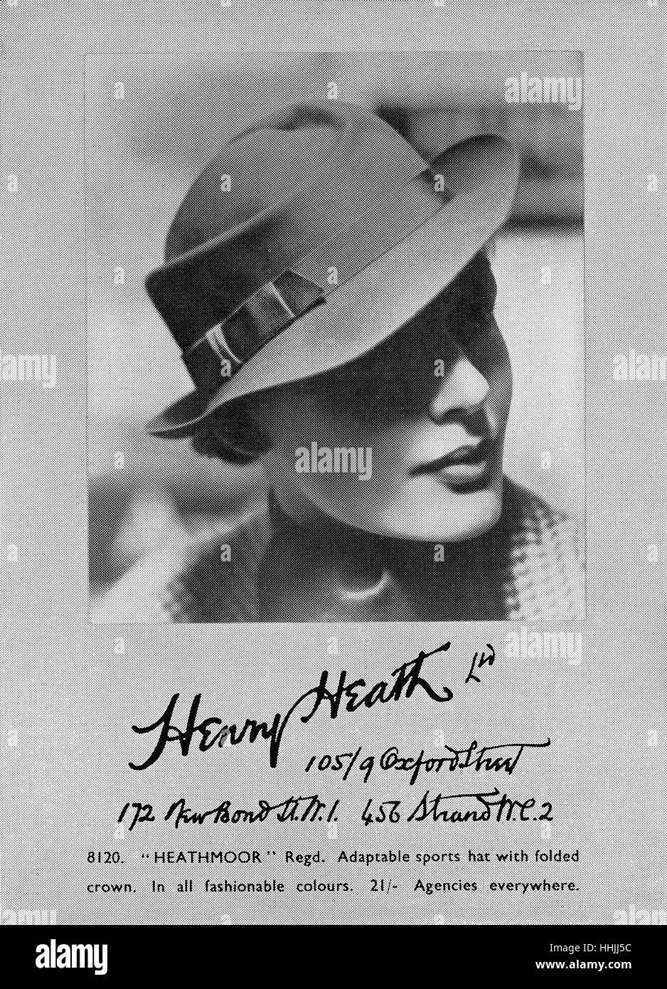 1937 British advertisement for Henry Heath Hats Stock Photo - Alamy