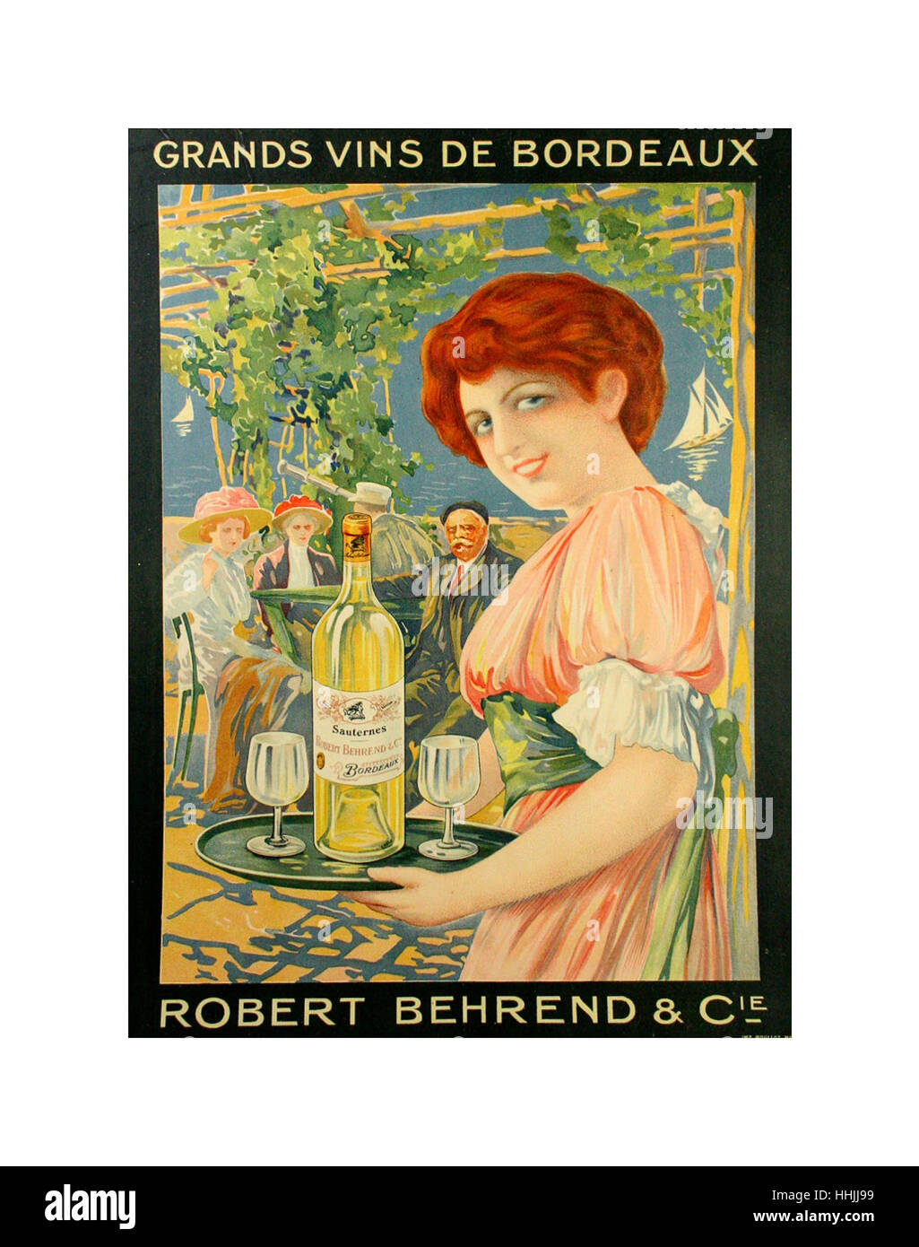 BORDEAUX VINTAGE WINE POSTER 1900's Original Vintage retro French Wine ...