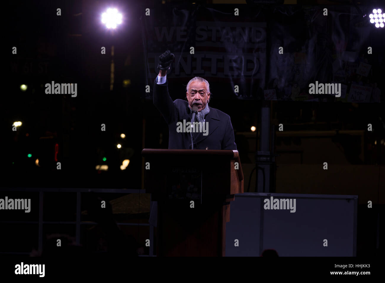 New York, United States. 19th Jan, 2017. Reverend Al Sharpton speaks ...