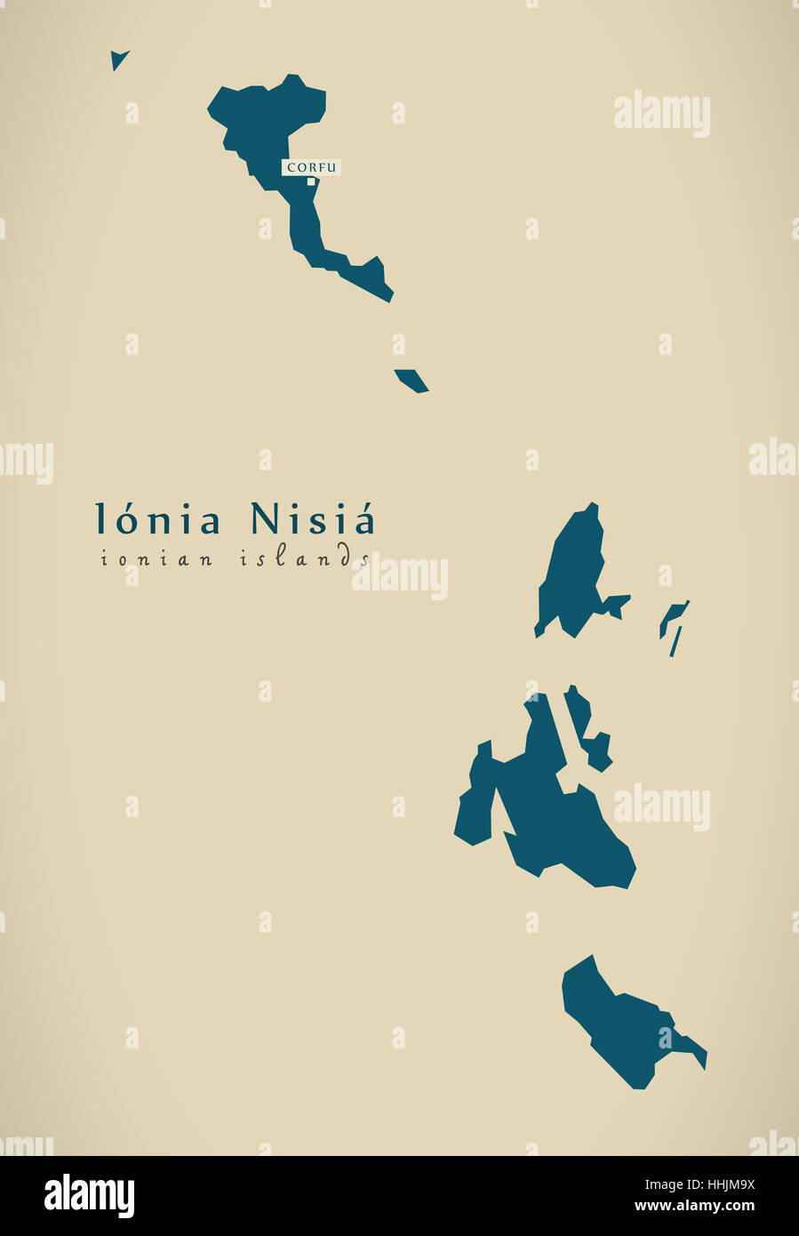 Modern Map - Ionia Nisia Greece GR illustration Stock Photo - Alamy