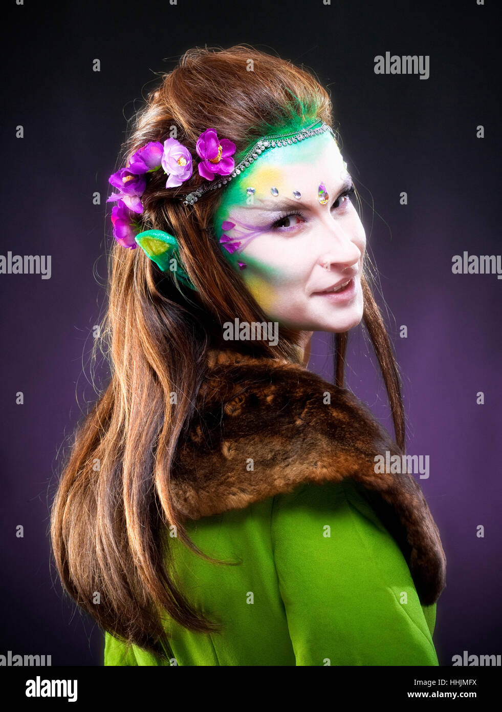 Portrait of a Beautiful Elf with Long Hair Stock Photo - Alamy
