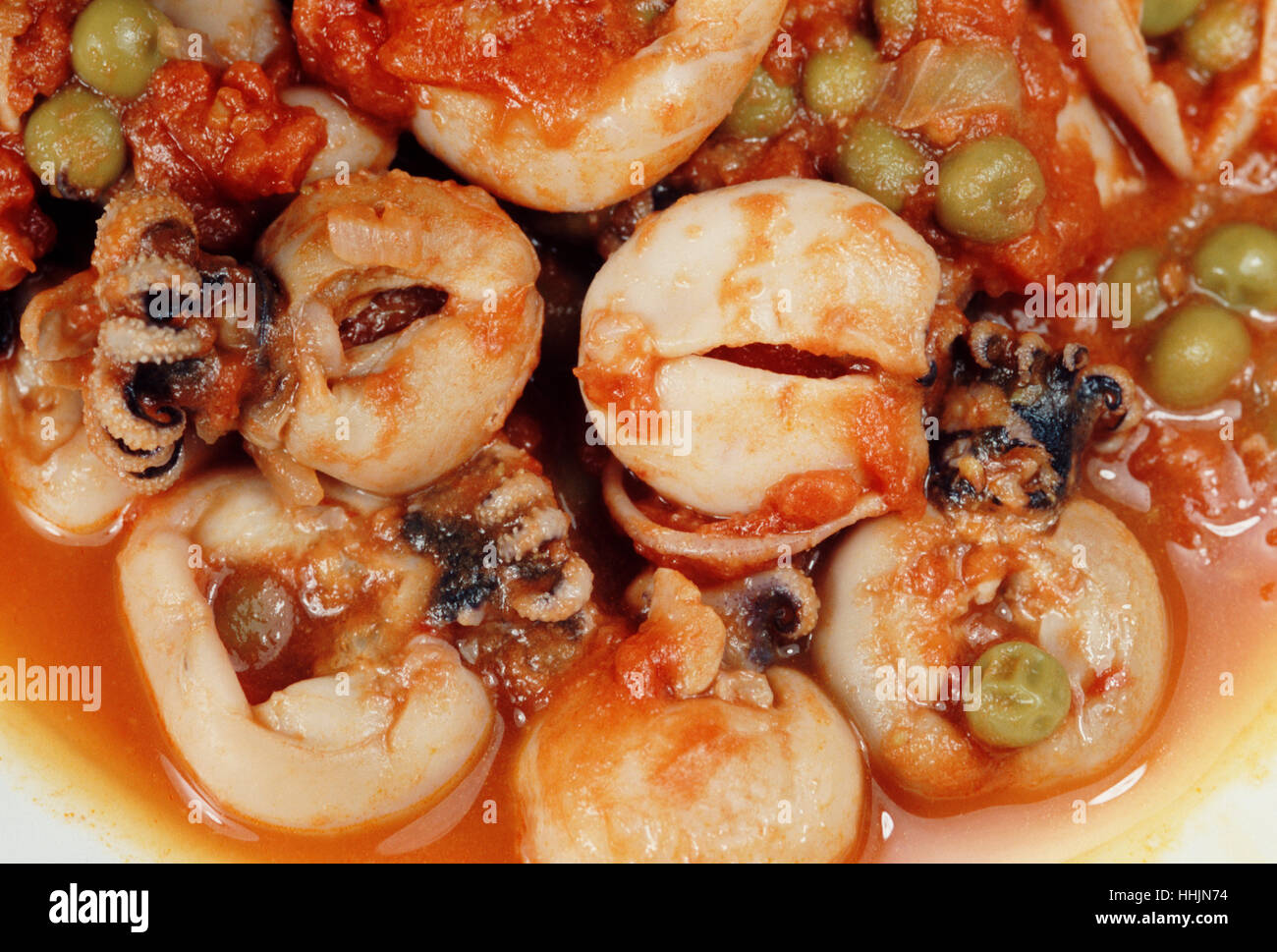Cuttlefish with Peas Stock Photo - Alamy