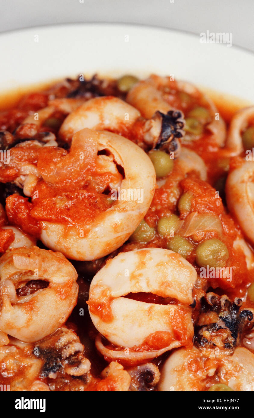 Cuttlefish with Peas Stock Photo - Alamy