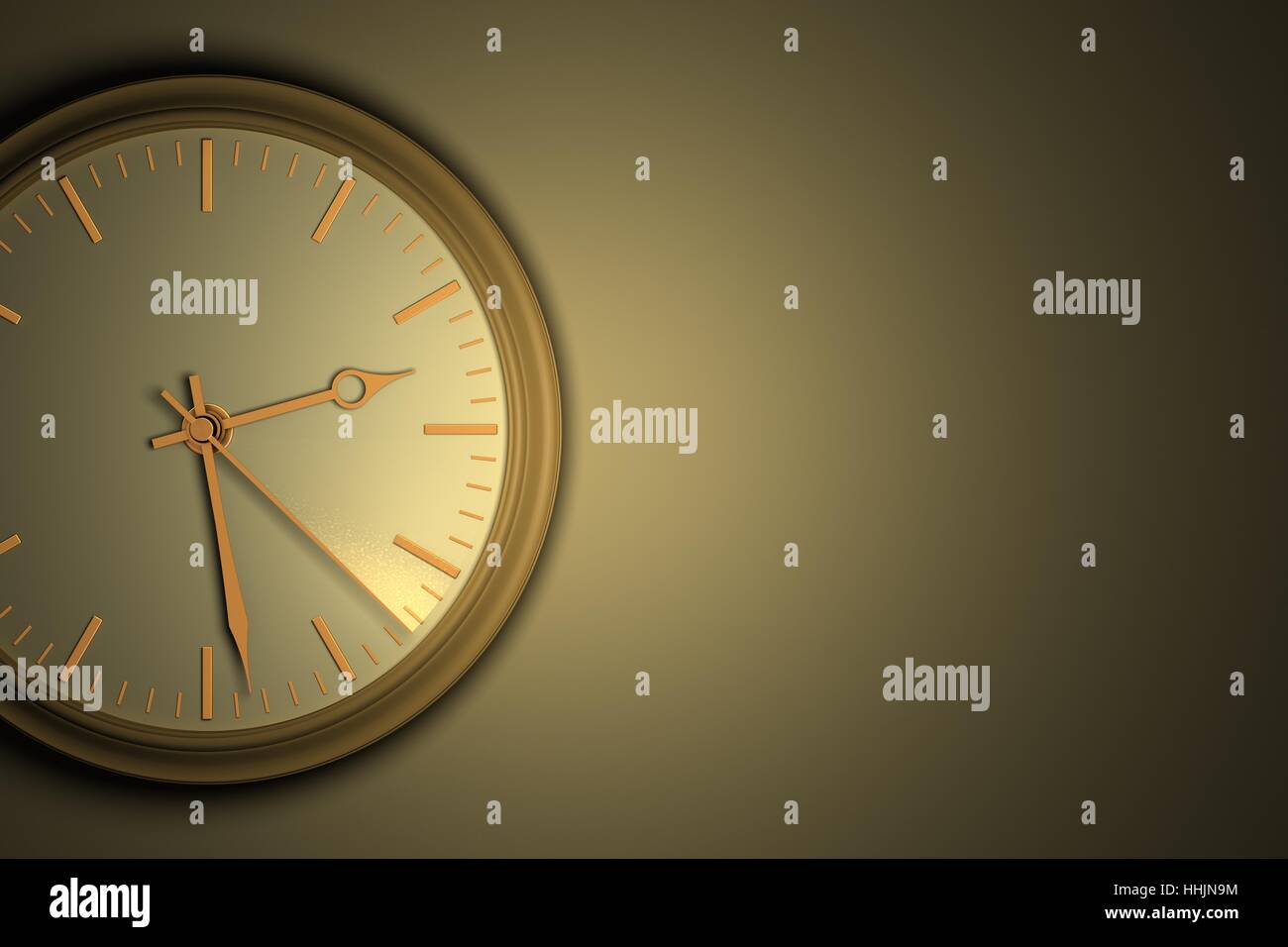 Time leaves without a delay, concept. Closeup of wall clock with copy ...