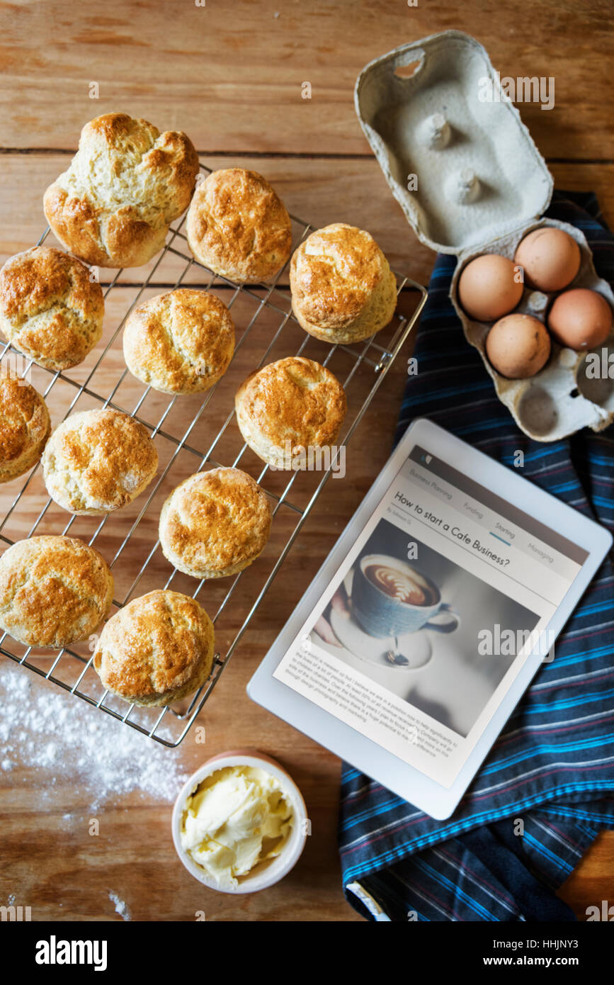 Baked Scone Pastry Eggs Digital Tablet Concept Stock Photo - Alamy