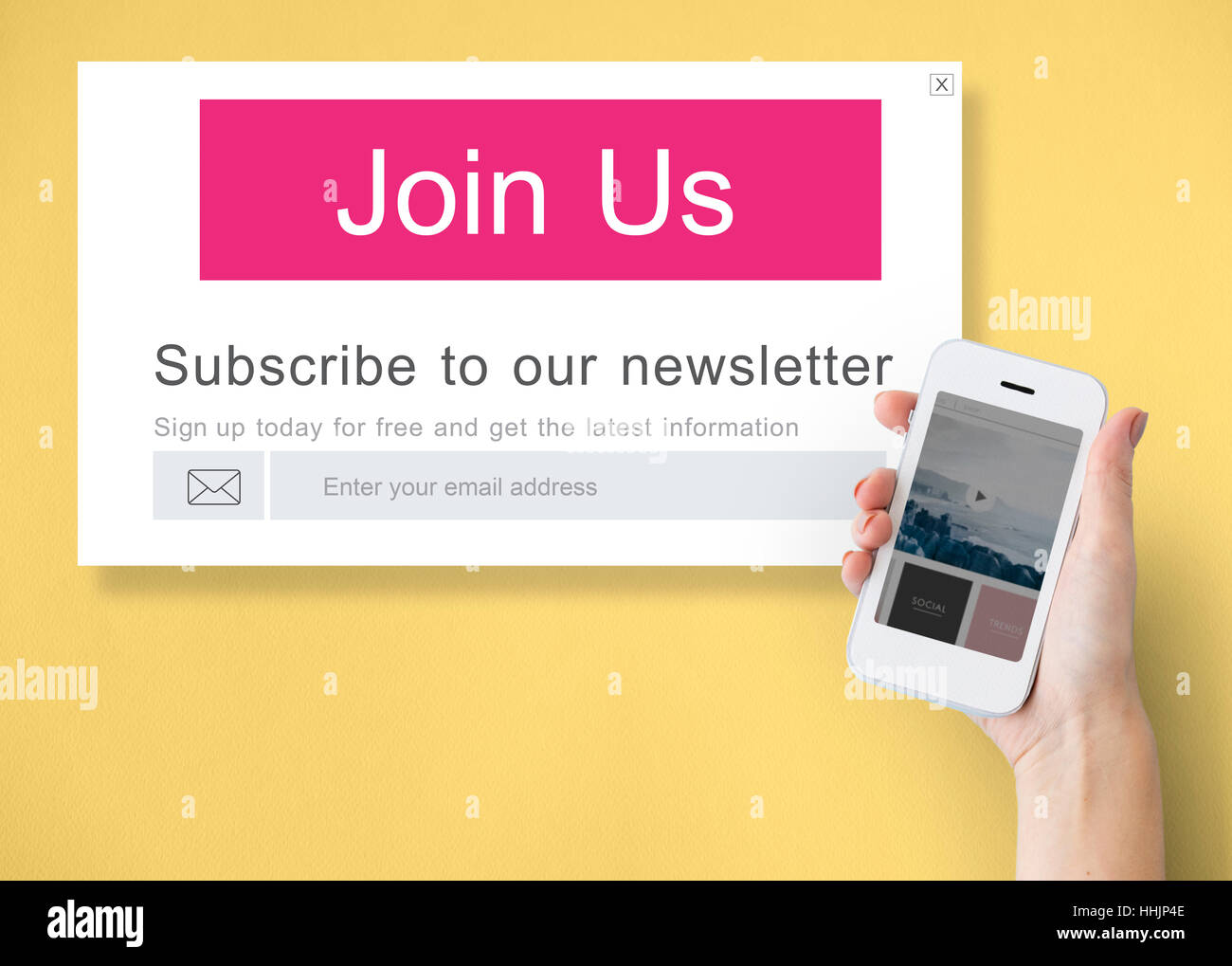 Join Us Register Newsletter Concept Stock Photo - Alamy