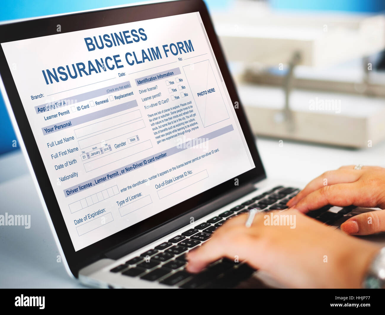 Business Insurance Claim Form Application Concept Stock Photo - Alamy